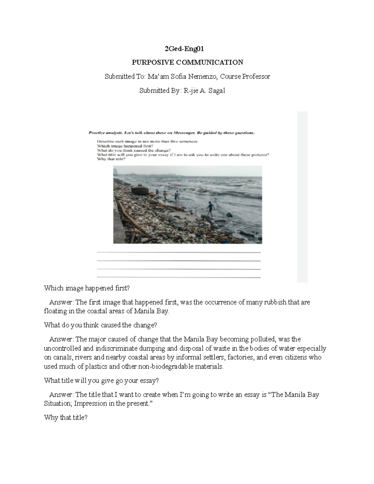 Analyzing Texts and Images - 2Ged-Eng PURPOSIVE COMMUNICATION Submitted ...