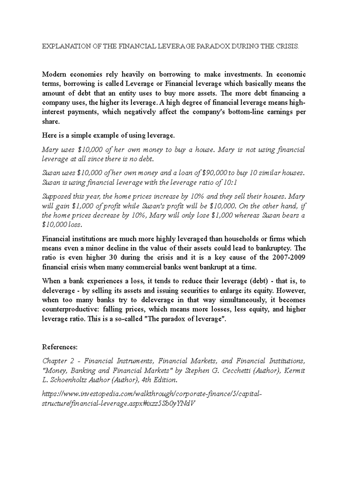 Explanation OF THE Financial Leverage Paradox During THE Crisis ...