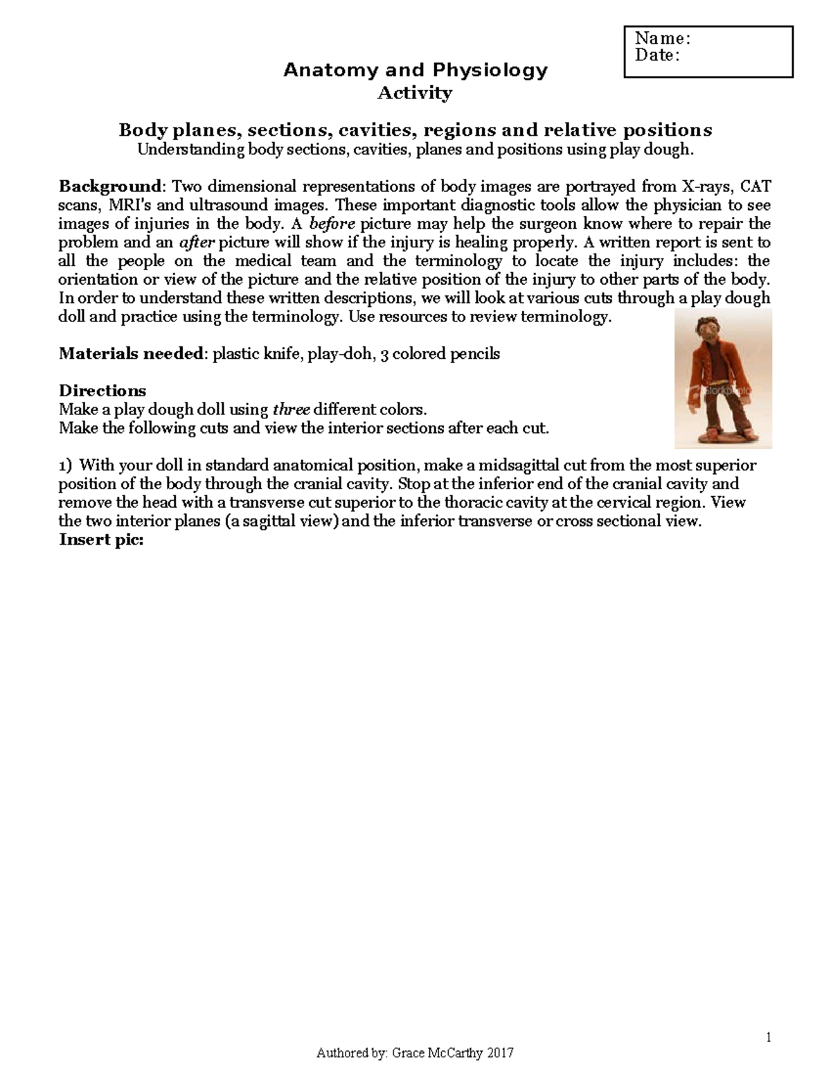 Playdough activity revised - Anatomy and Physiology Activity Body ...