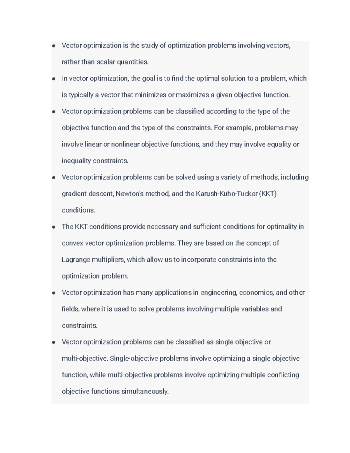 Vector Optimization In Vector Optimization The Goal Is To Find The Optimal Solution To A