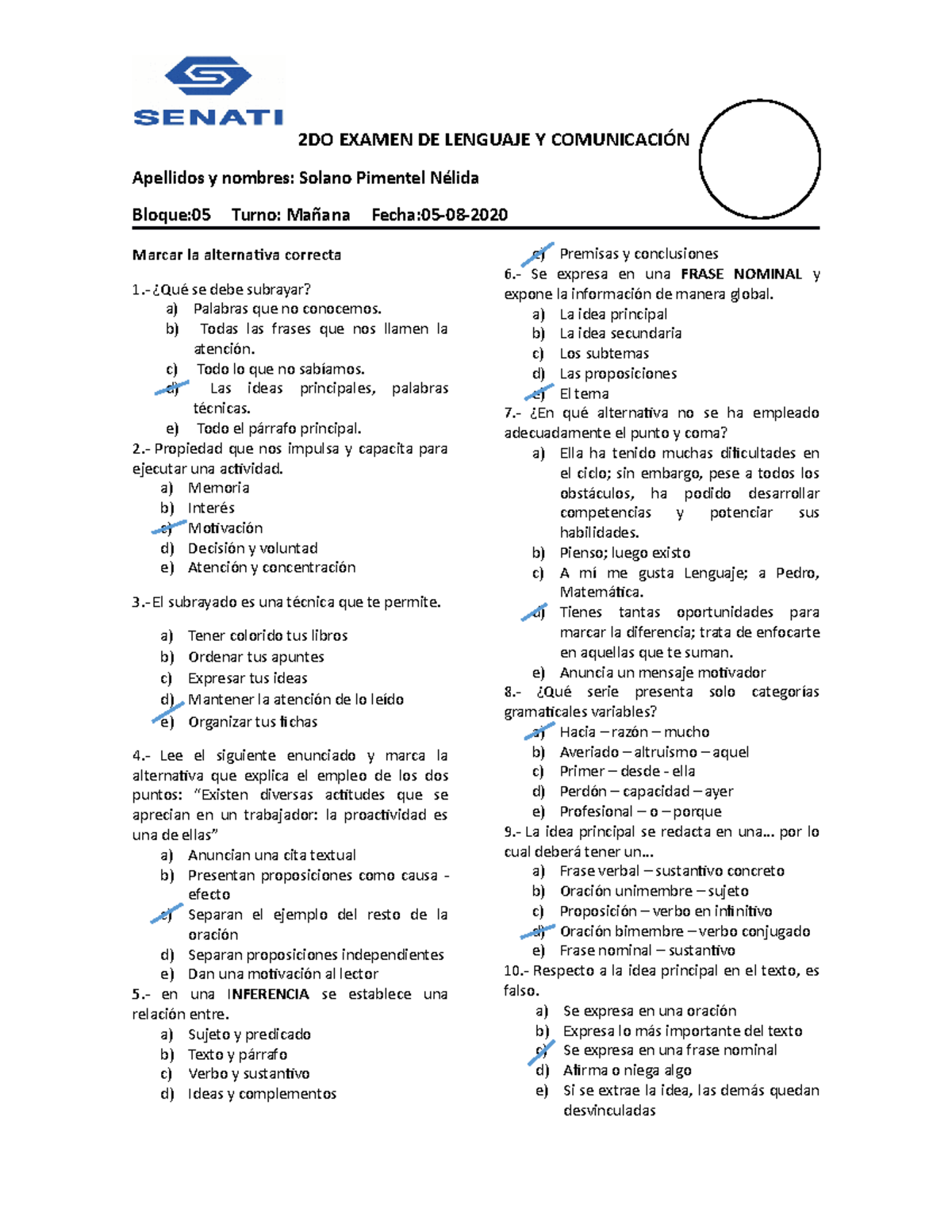 2DO Examen DE Lenguaje Y Comunicación 2020 - 2DO EXAMEN DE LENGUAJE Y COMUNICACIÓN Apellidos y ...