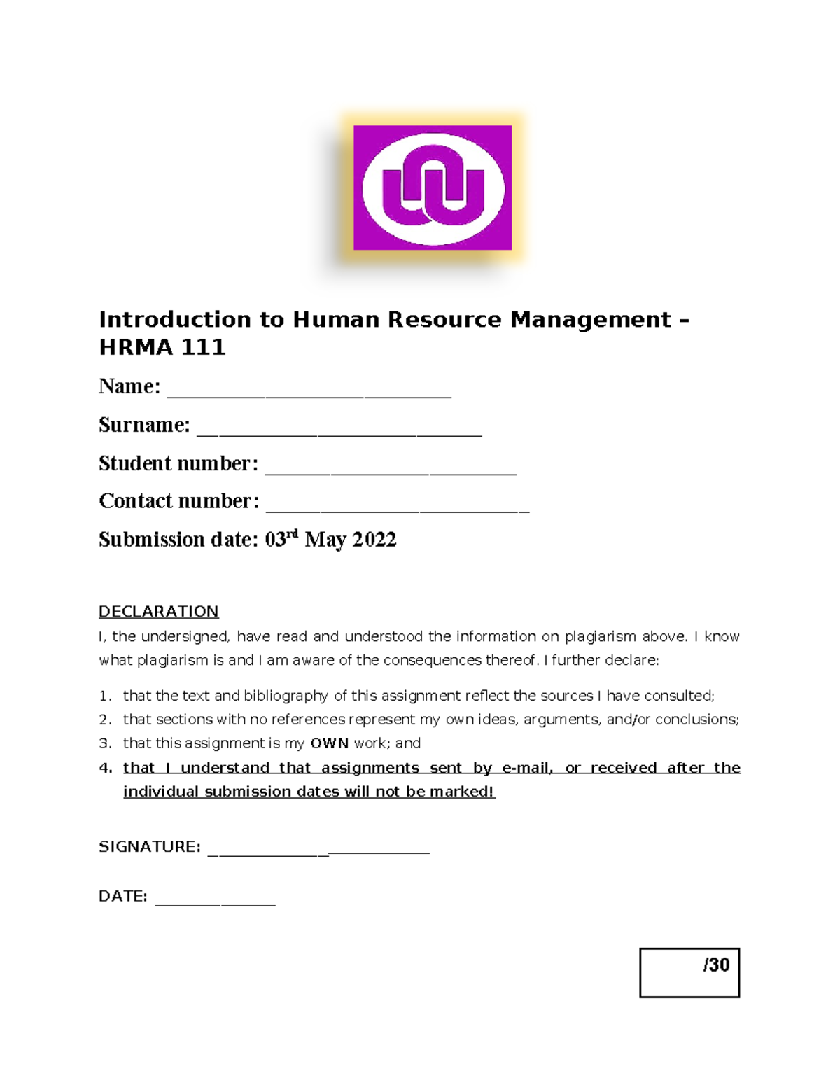 HRMA Assignment - unemployment - Introduction to Human Resource ...