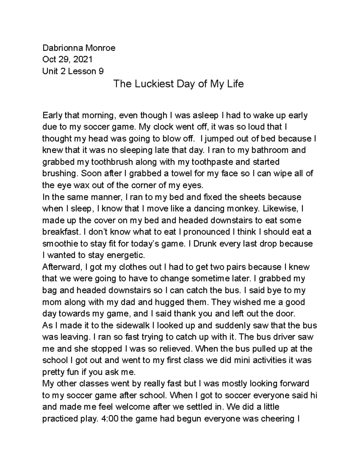 Untitled document (24) - Dabrionna Monroe Oct 29, 2021 Unit 2 Lesson 9 ...