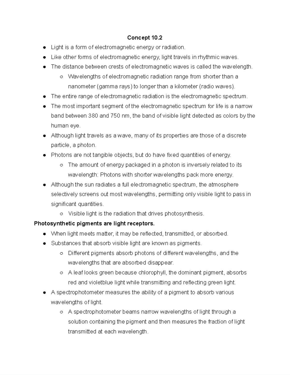Concept 10.2 - Lecture notes 10.2 - Concept 10 Light is a form of ...