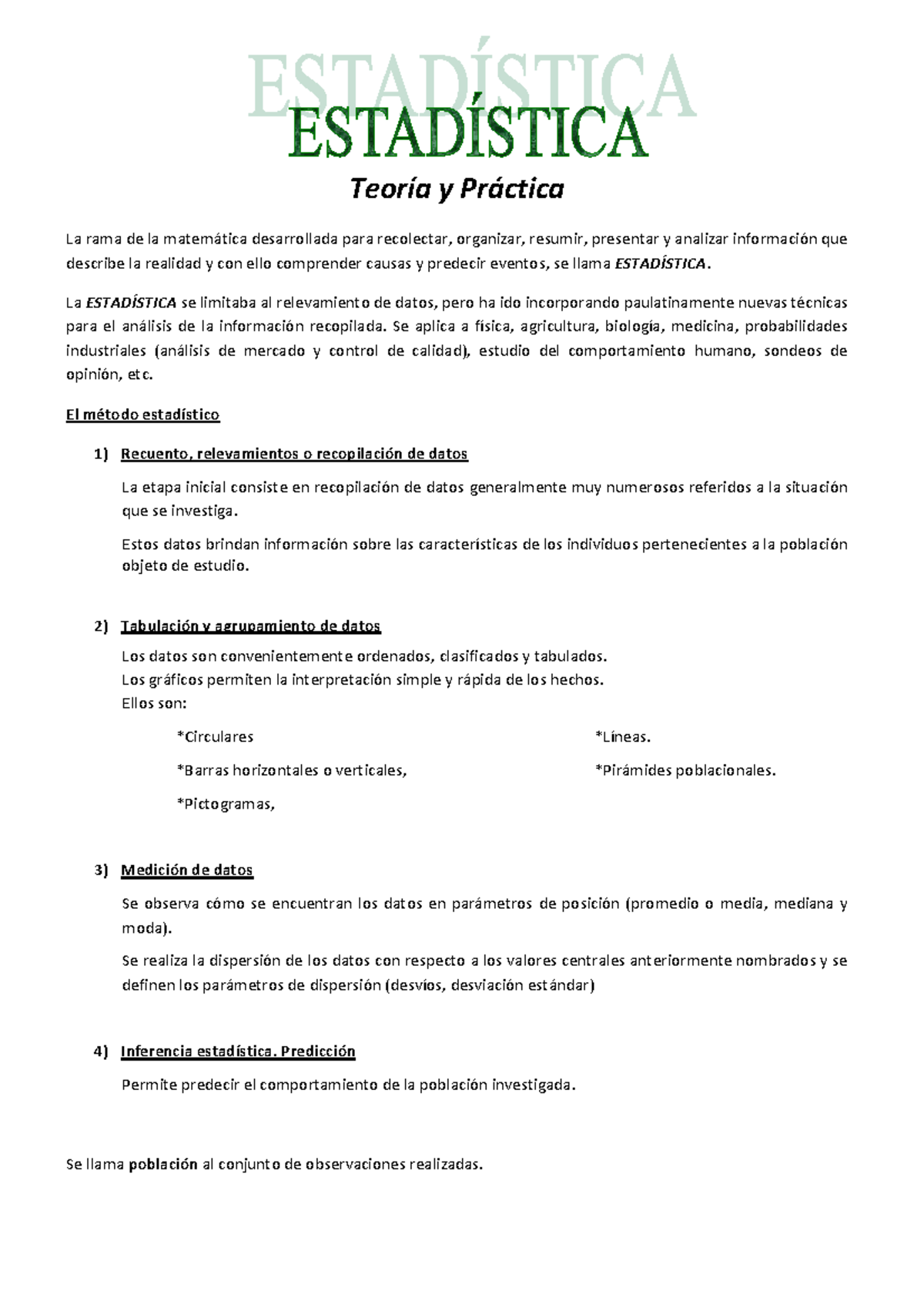 Estadisticas matematica. información util - Teoría y Práctica La rama ...