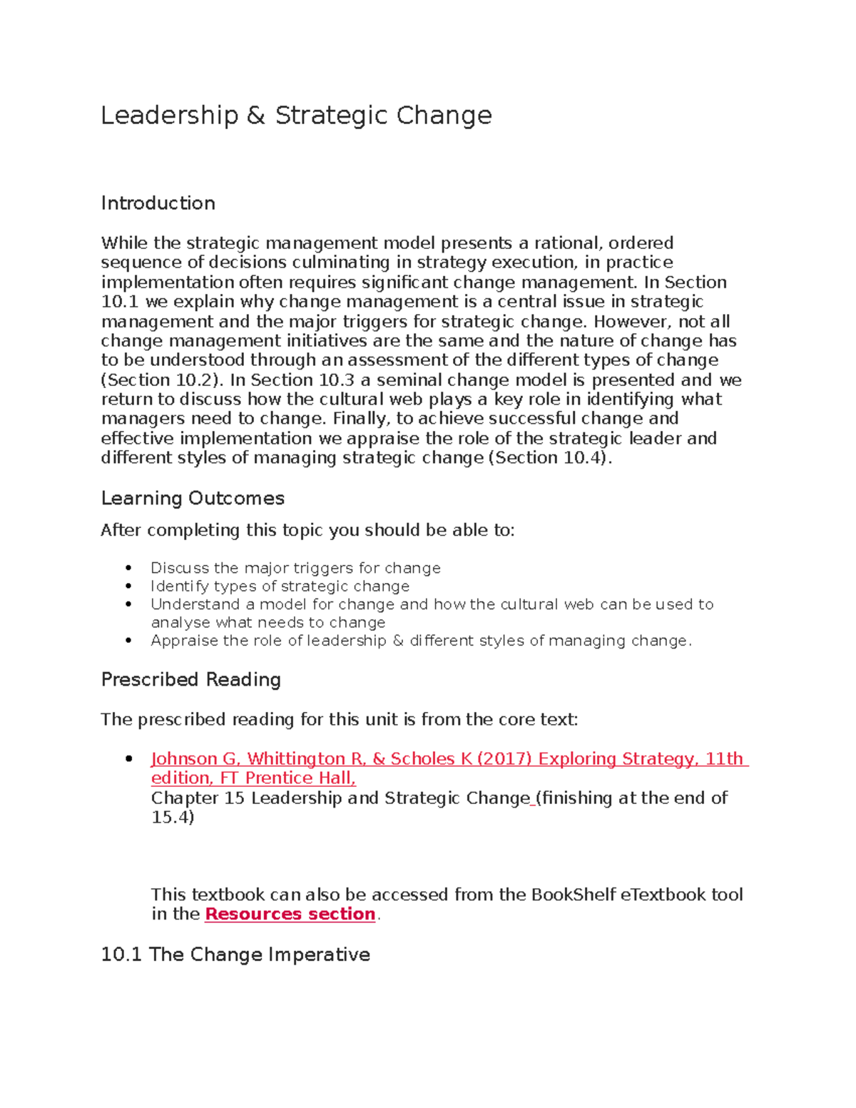 Unit 10: Leadership & Strategic Change - Leadership & Strategic Change ...