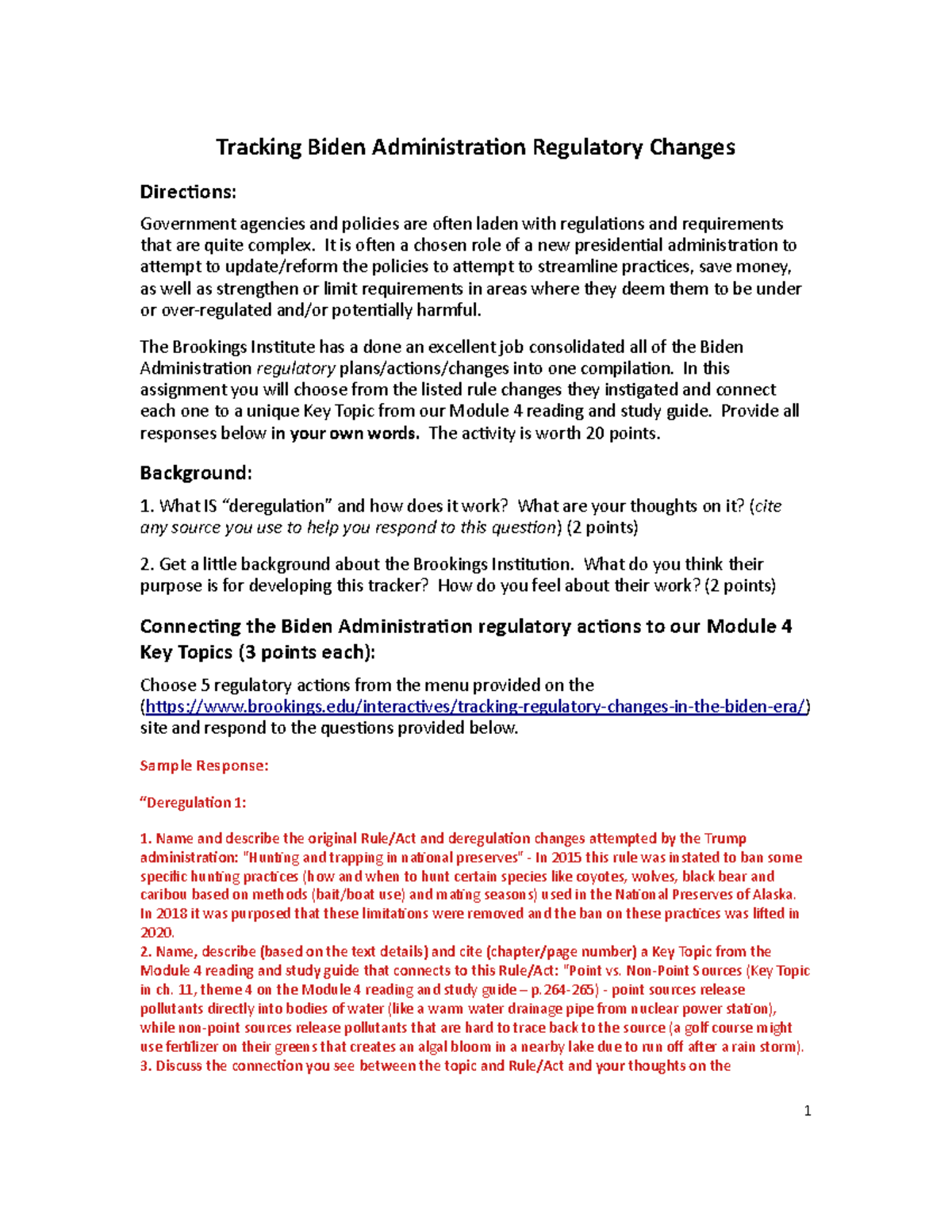 Module 4 20 points activity - Tracking Regulatory Changes in the Biden ...