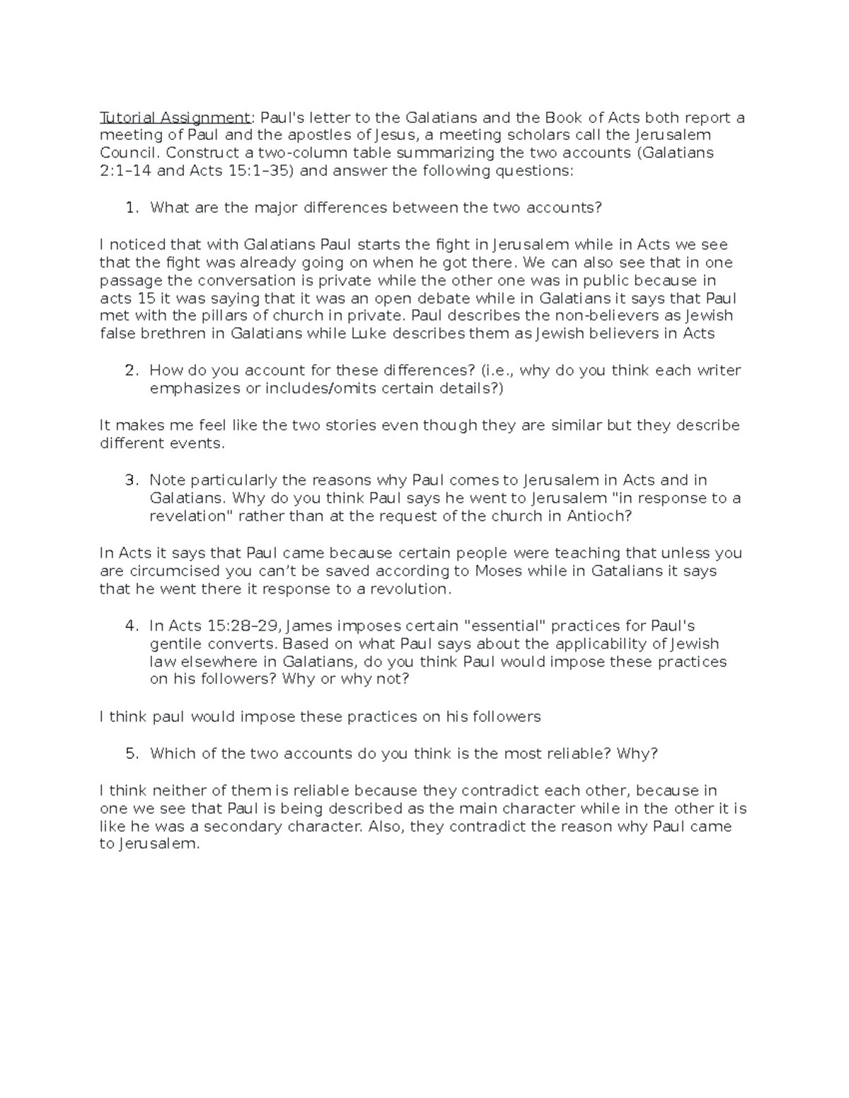 Tutorial - assigment for huma 1850 - Tutorial Assignment: Paul's letter ...