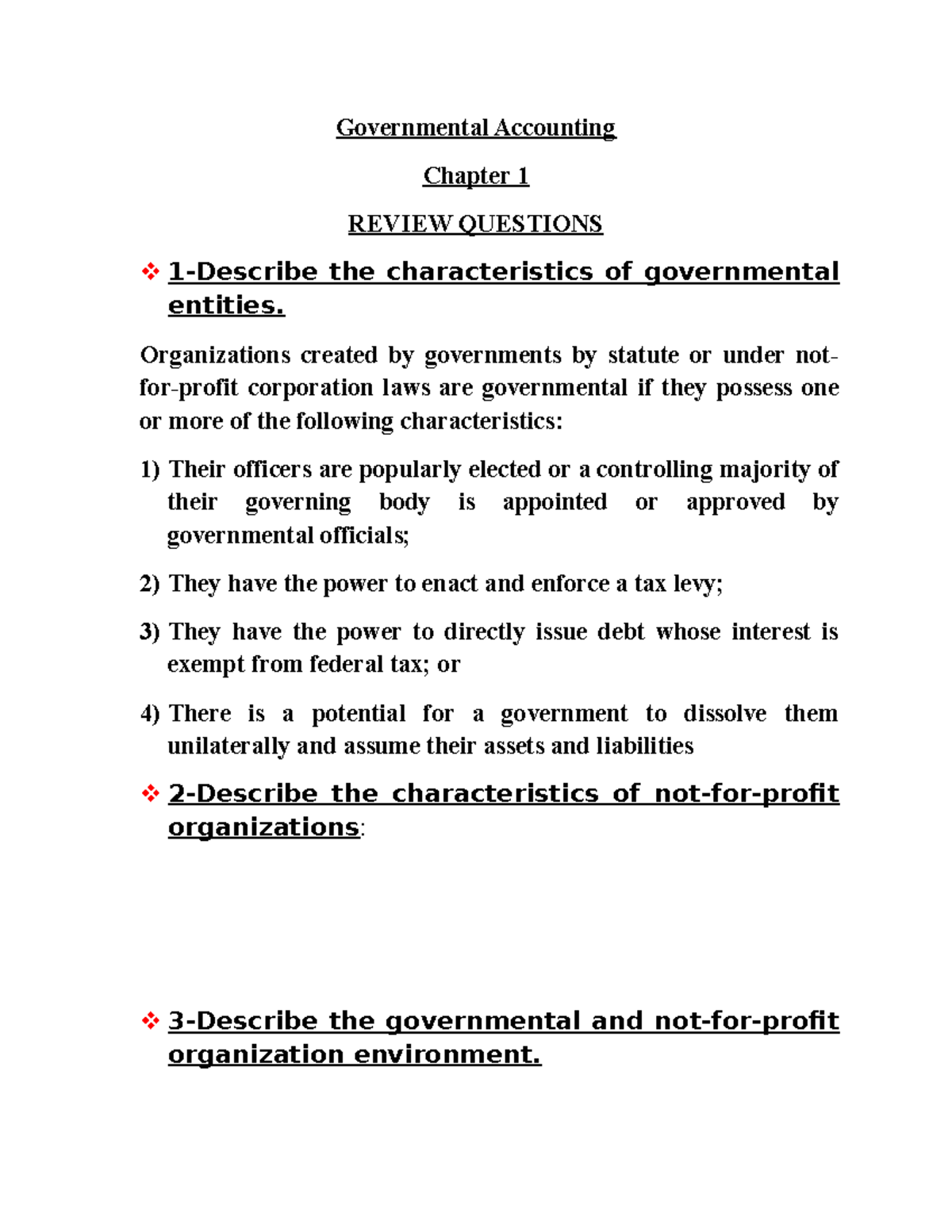 Governmental Accounting revision - Governmental Accounting Chapter 1 ...