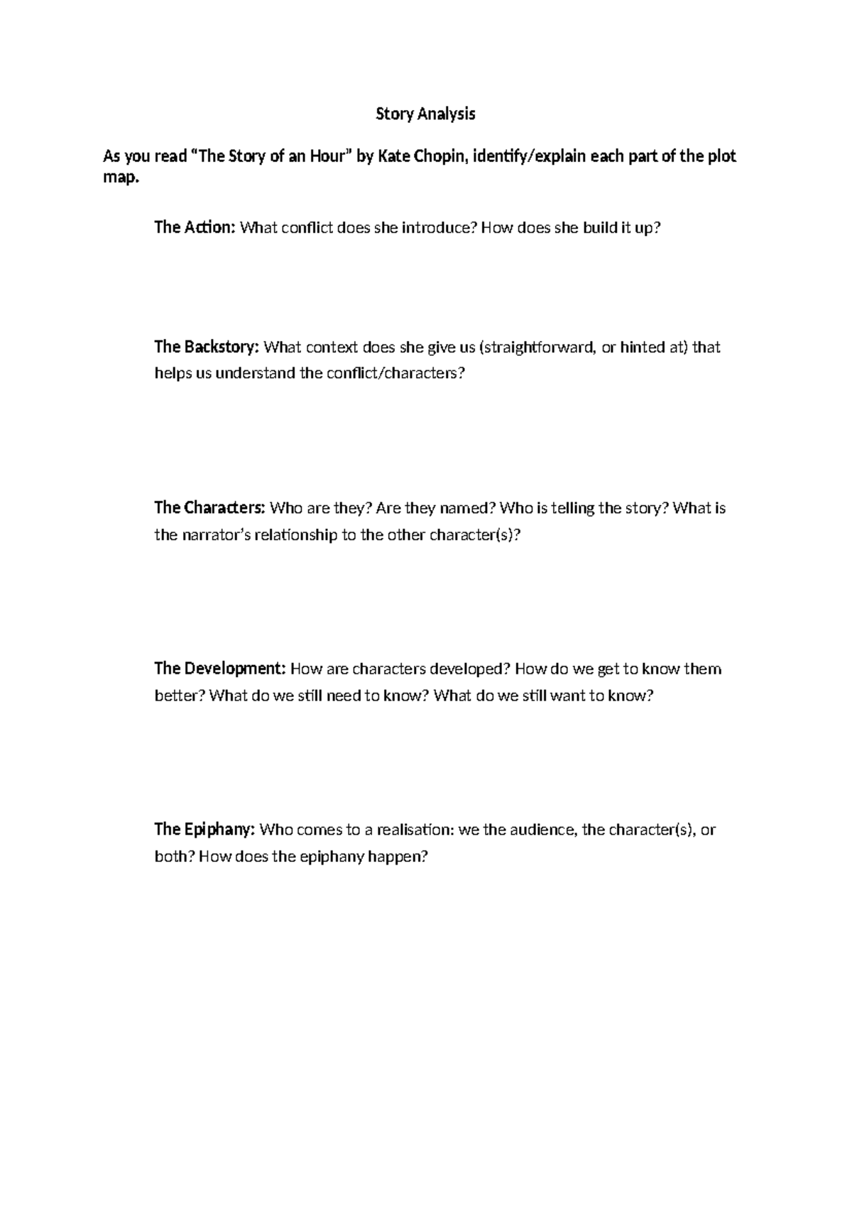 The Story of an Hour Analysis - Story Analysis As you read “The Story ...