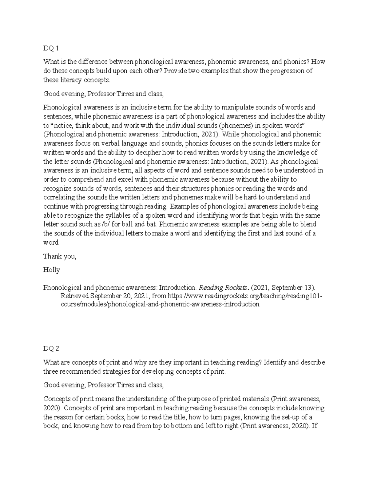 DQ week 3 - ELM-305 - DQ 1 What is the difference between phonological ...