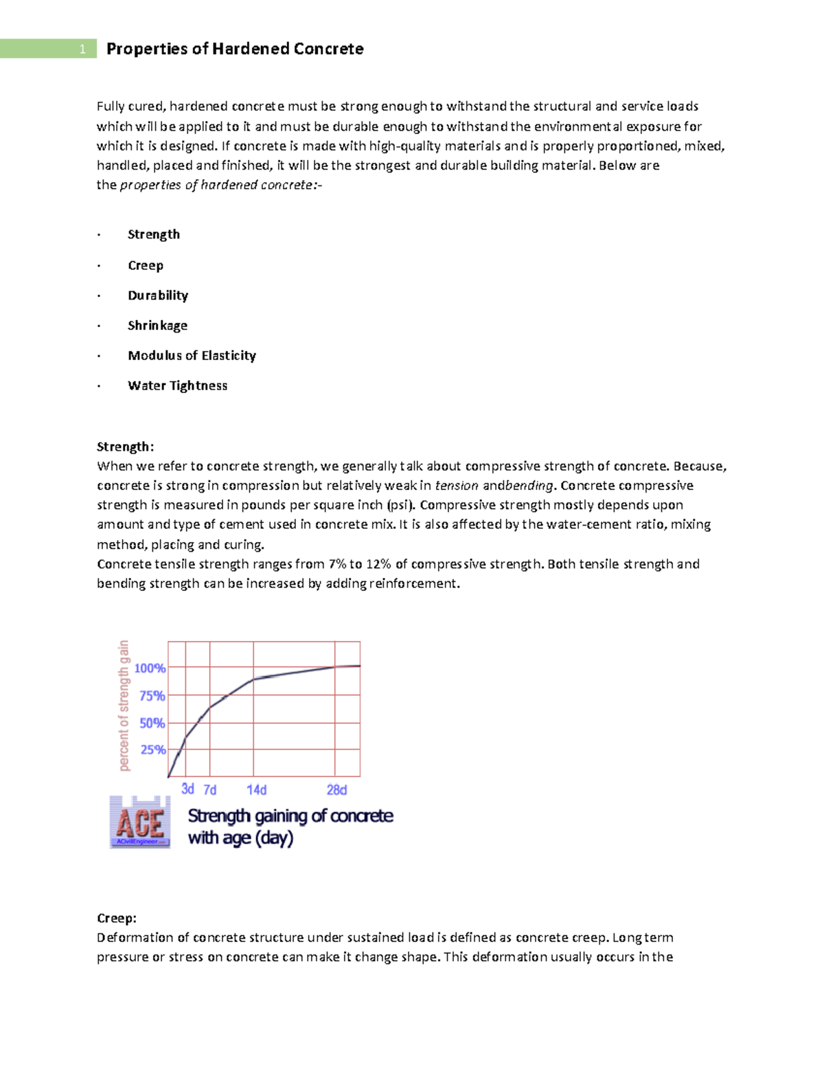 7.Week - 05 Properties of Hardened Concrete (Part1) - 1 Properties of ...