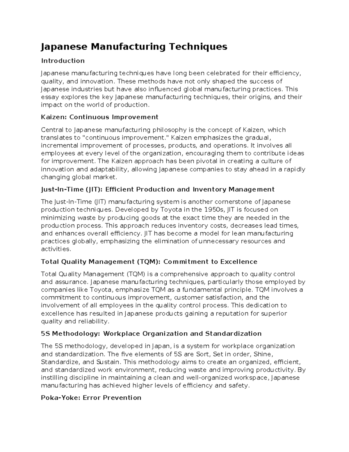 Japanese Manufacturing Techniques - Japanese Manufacturing Techniques ...