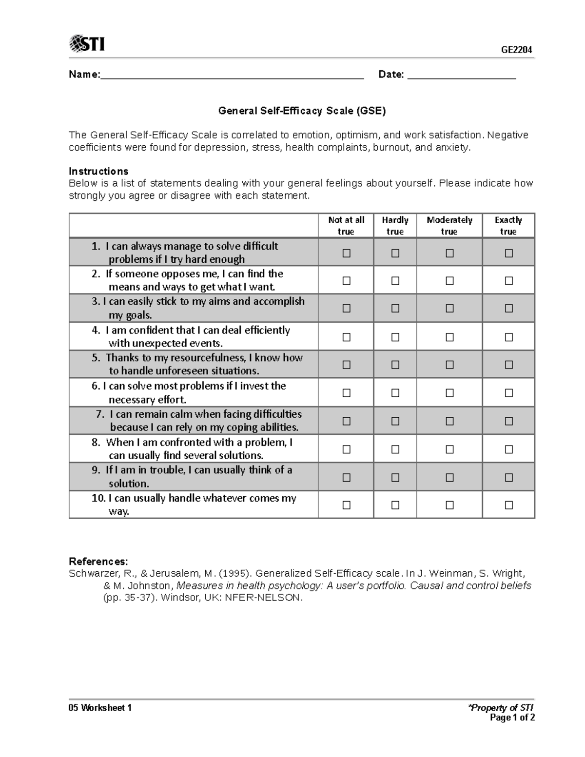 05 Worksheet 16 - GE 05 Worksheet 1 *Property of STI Page 1 of 2 Name ...