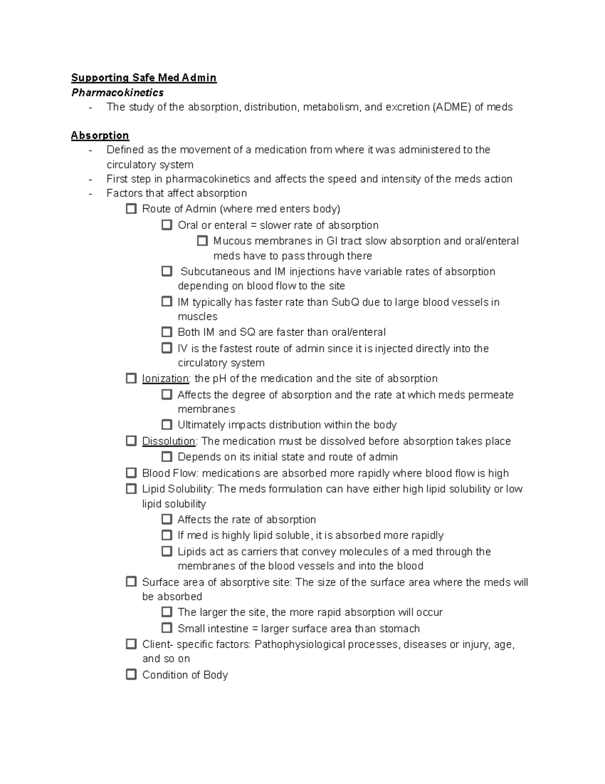 EF Medication Admin - Dr. Williams's Class- lecture notes - Supporting ...