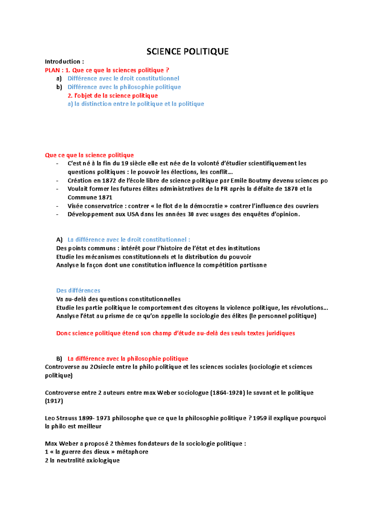 Science Politique - dddd - SCIENCE POLITIQUE Introduction : PLAN : 1 ...
