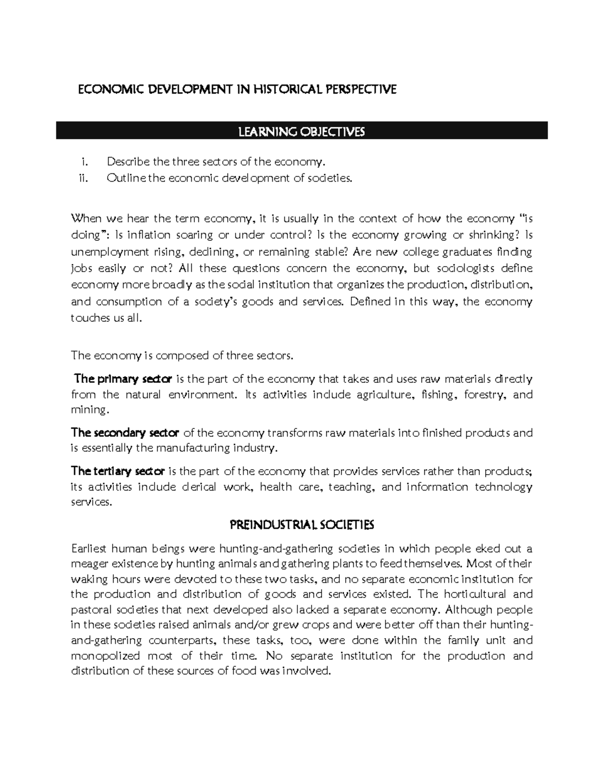 Historical Development OF Development OF Economics - ECONOMIC ...