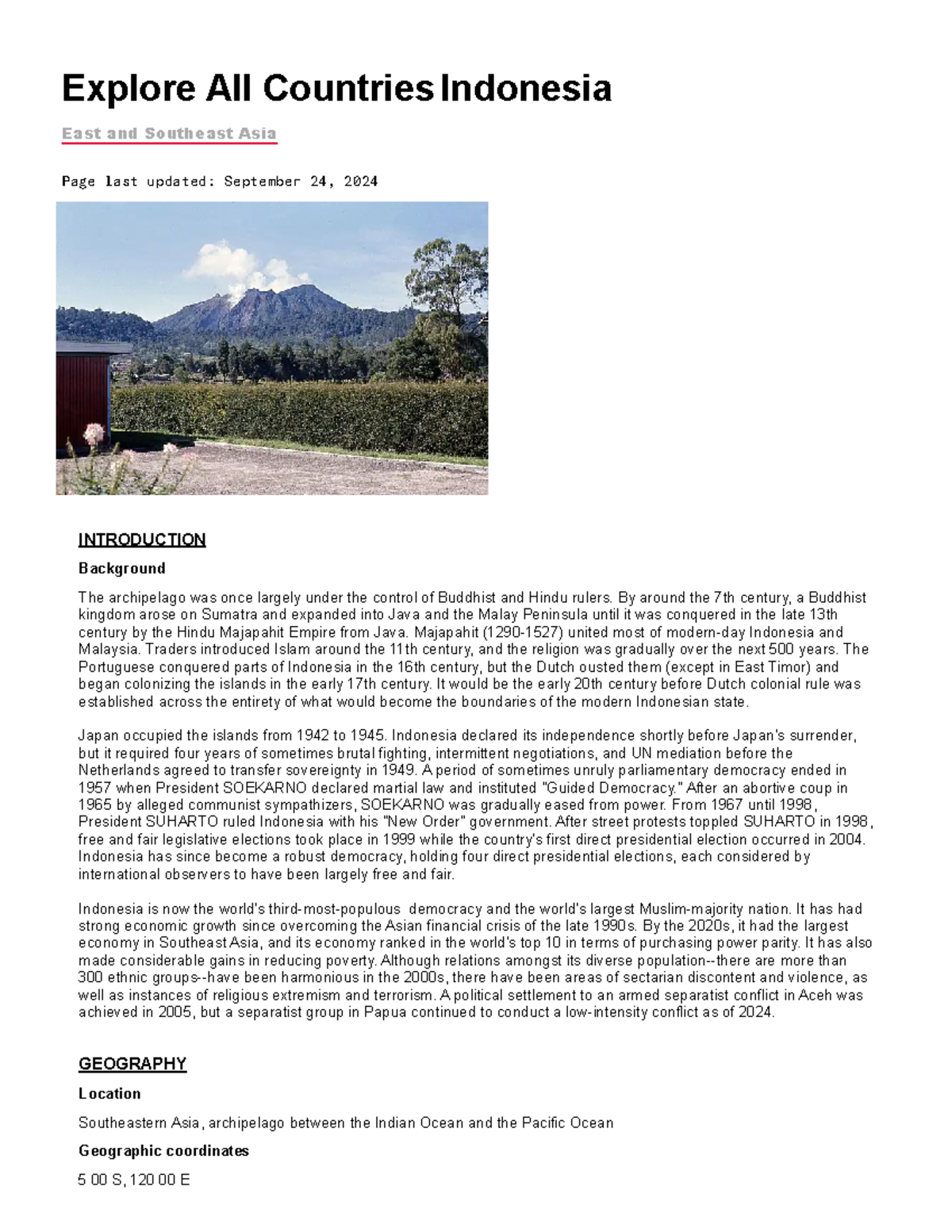 Indonesia - The World Factbook - Page last updated: September 24, 2024 ...