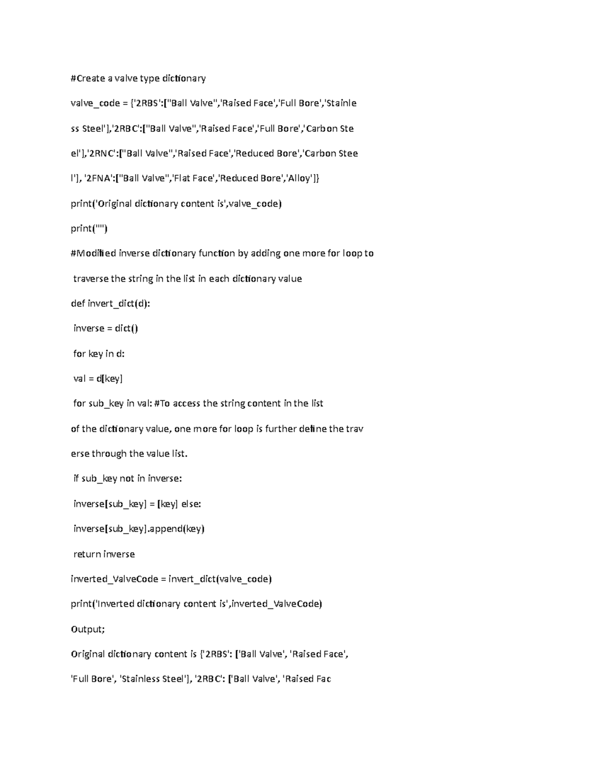 Cs1101 learning journal unit 7 - #Create a valve type dictionary valve ...