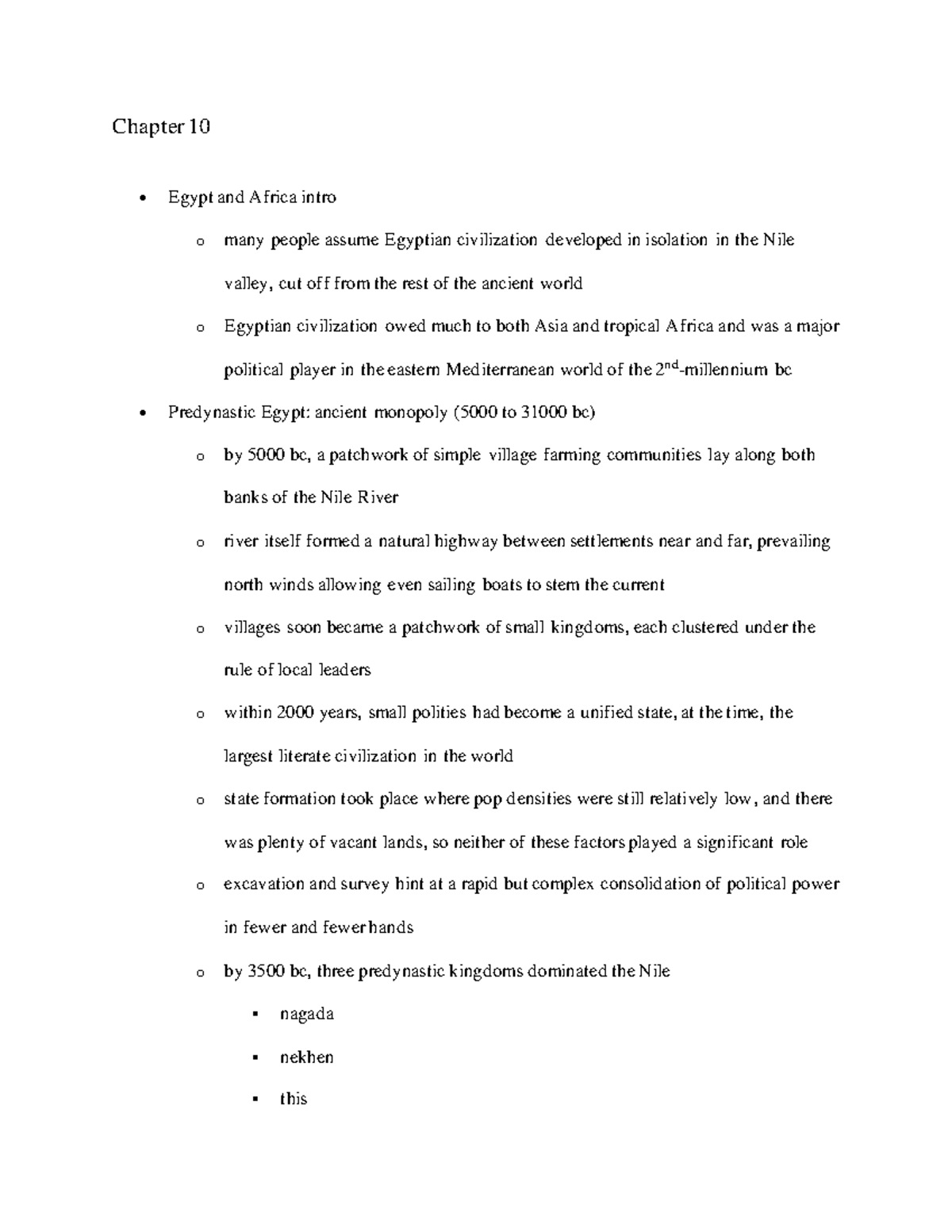 Chapter 10 Anth - Chapter 10 • Egypt and Africa intro o many people ...
