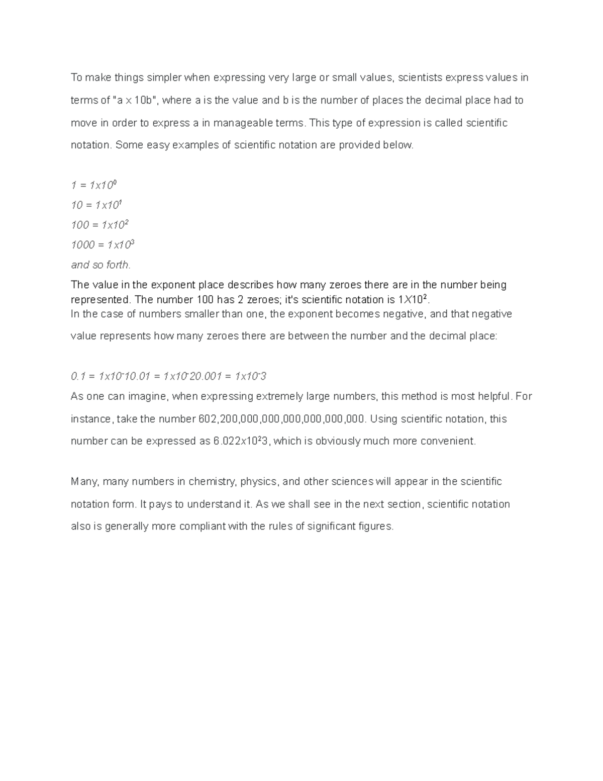 Scientific Notation - notes - To make things simpler when expressing ...