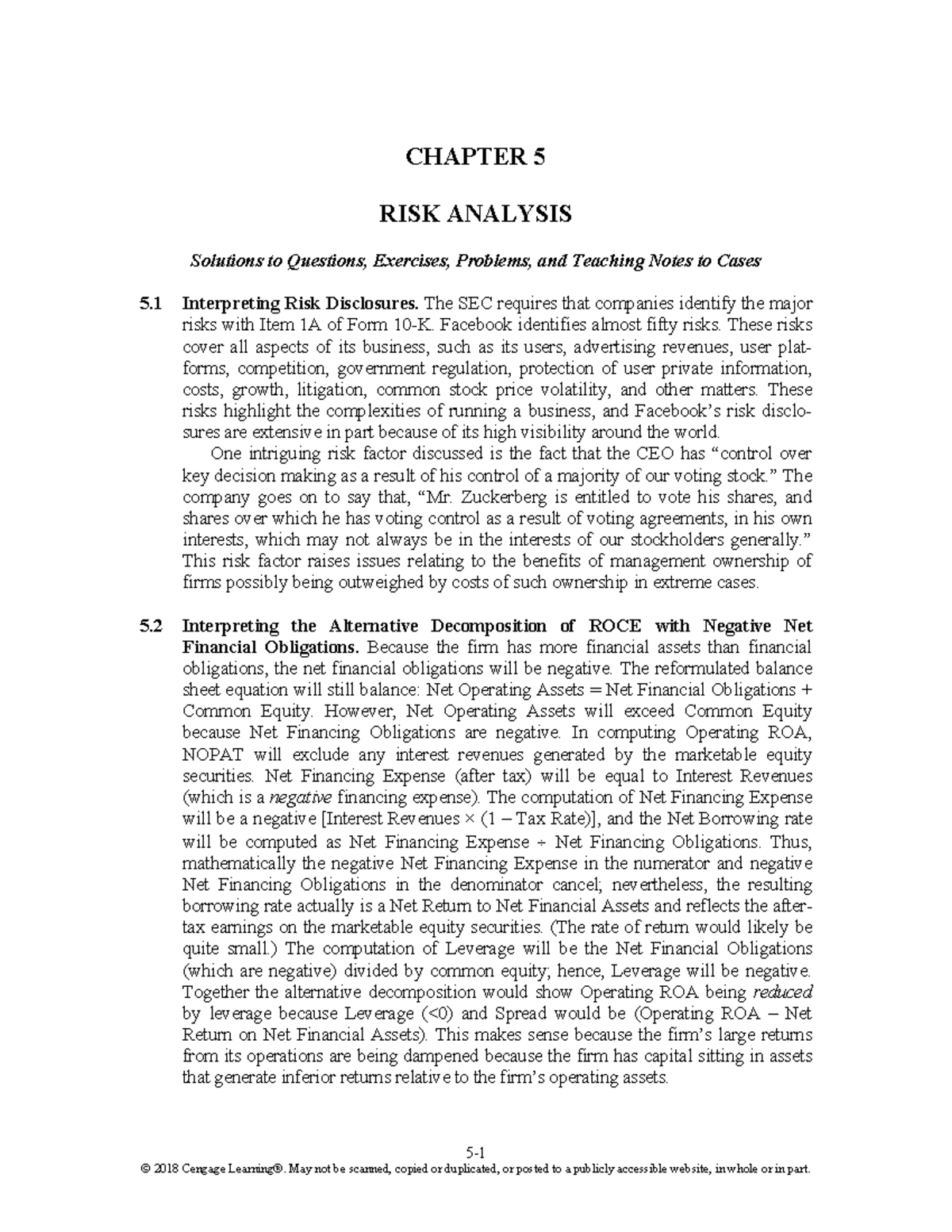 Solve-Chapter 5 - Wahlen Solution - 5- RISK ANALYSIS Solutions to Questions, Exercises, Problems ...