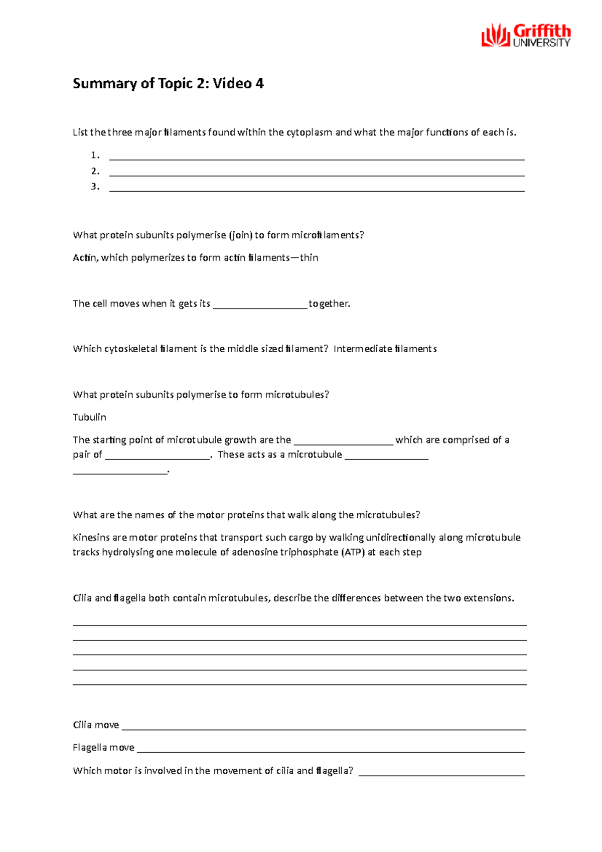 Summary of Topic 2 Video 4 - Summary of Topic 2: Video 4 List the three ...