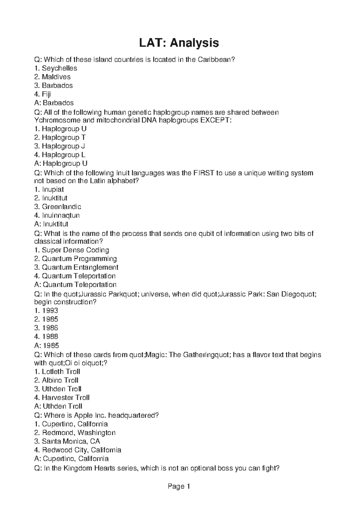LAT271 Group Assignment 9 - LAT: Analysis Q: Which of these island ...