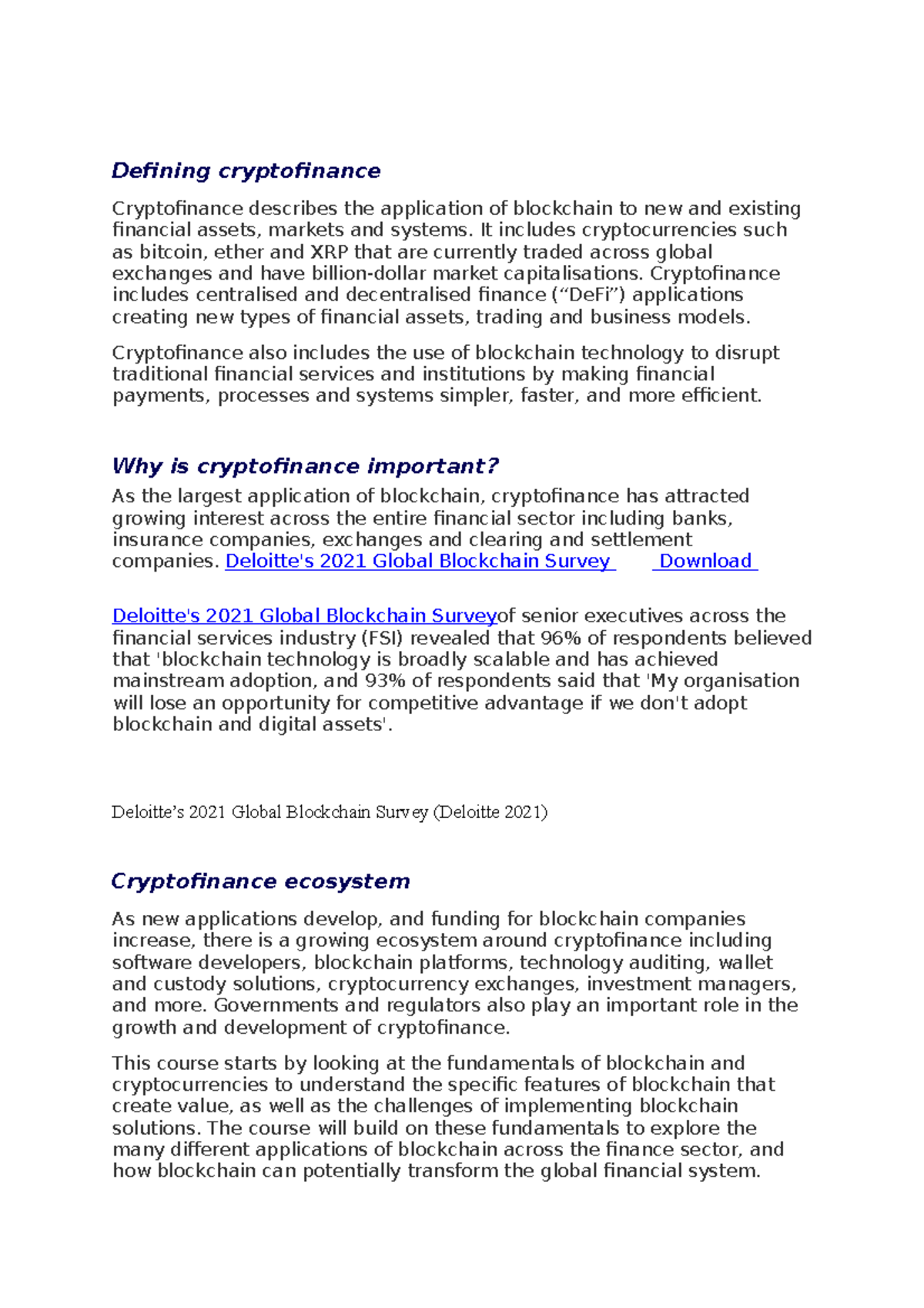 Defining cryptofinance - Defining cryptofinance Cryptofinance describes the application of - Studocu