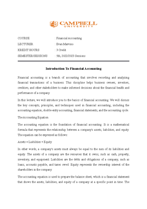Lecture Notes Double-Entry Accounting Financial Accounting - COURSE ...