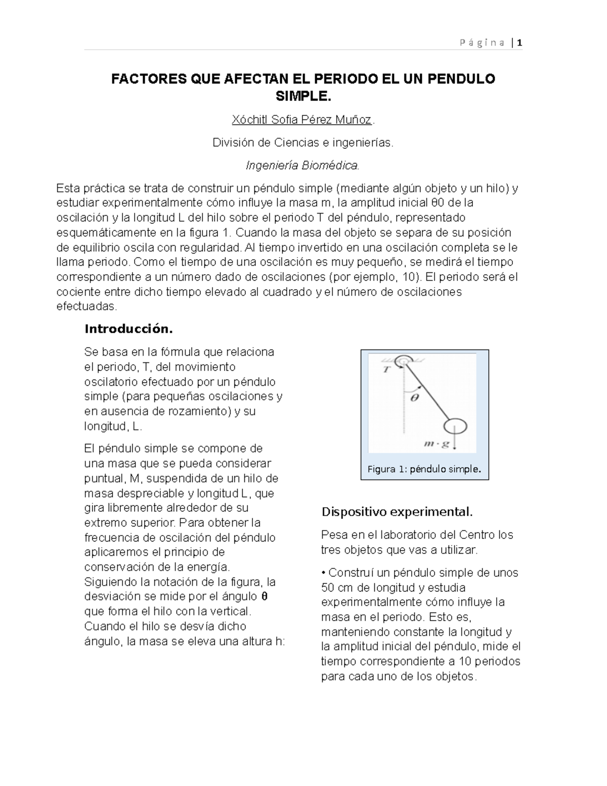 Factores QUE Afectan EL Periodo EL UN Pendulo Simple - FACTORES QUE AFECTAN EL PERIODO EL UN ...