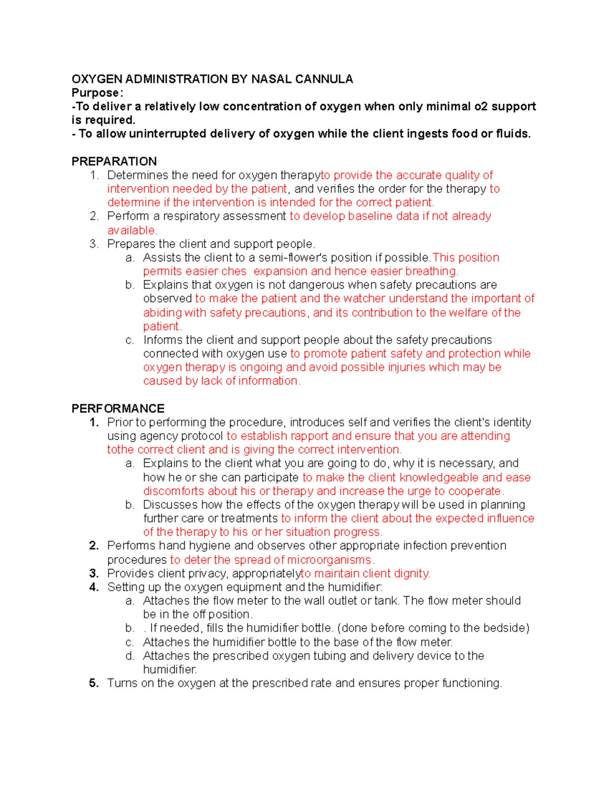 RD- Oxygen- Administration - OXYGEN ADMINISTRATION BY NASAL CANNULA ...