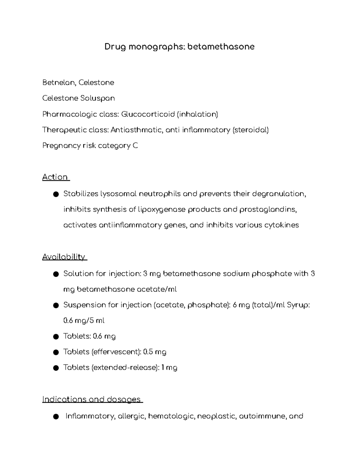 Drug monographs betamethasone - Drug monographs: betamethasone Betnelan ...