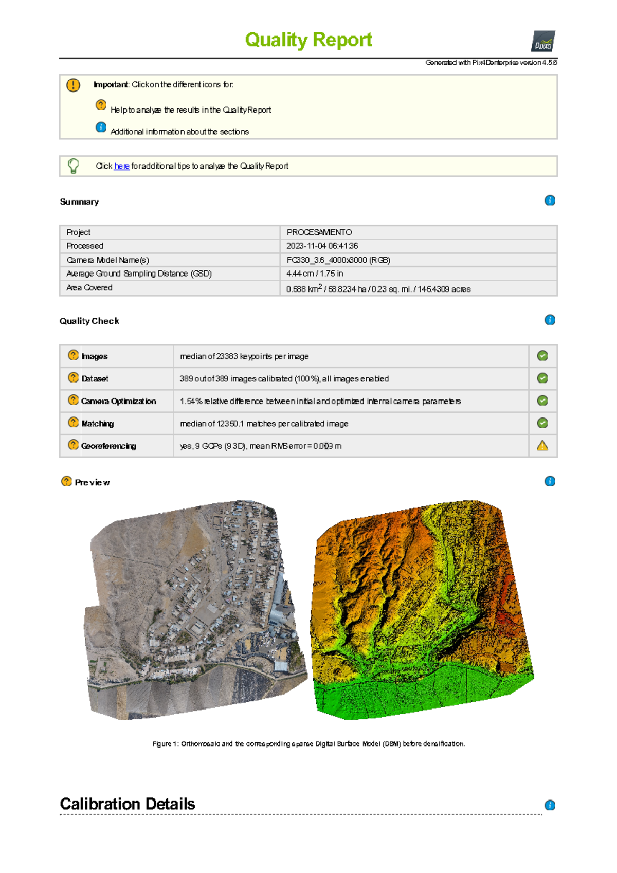 Reporte DE Calidad - Generated with Pix4Denterprise version 4. Quality ...