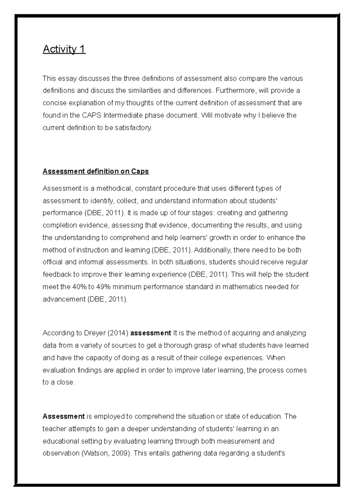 Activity 1 ASME draft 5 - assessment - Activity 1 This essay discusses ...