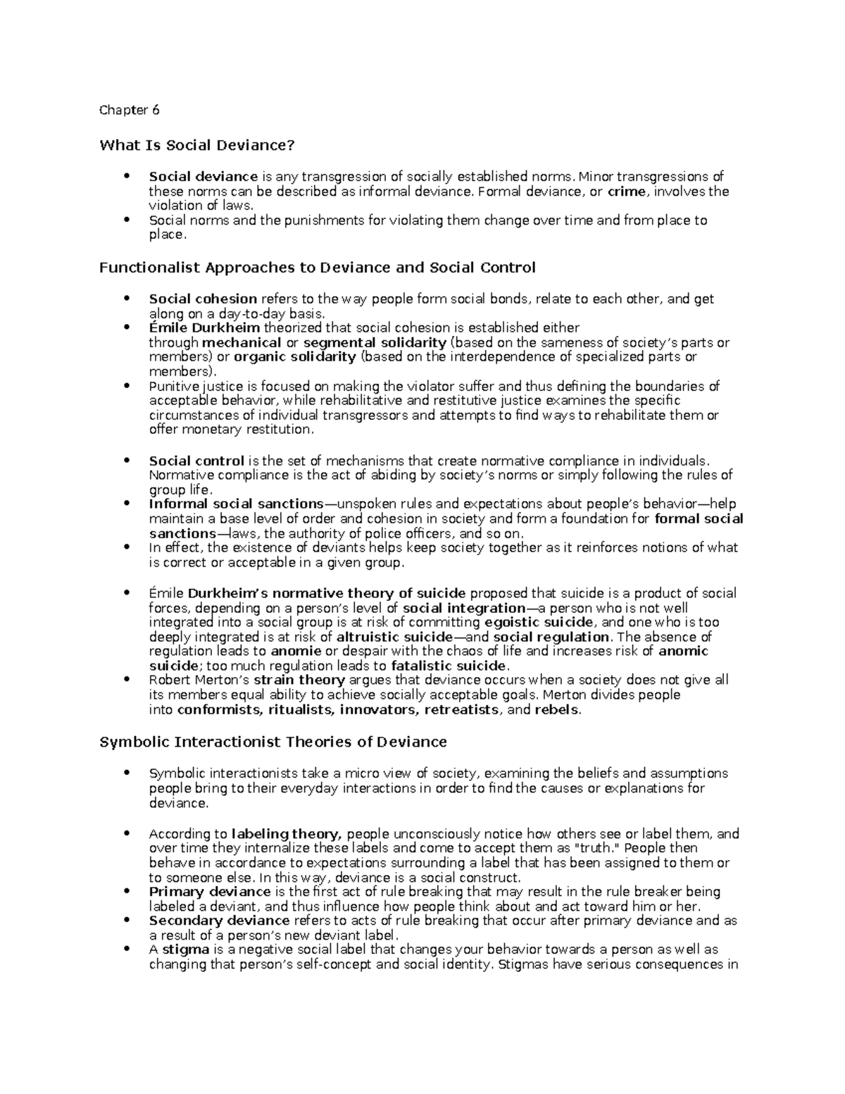 SOC exam 2 notes - Chapter 6 What Is Social Deviance? Social deviance ...