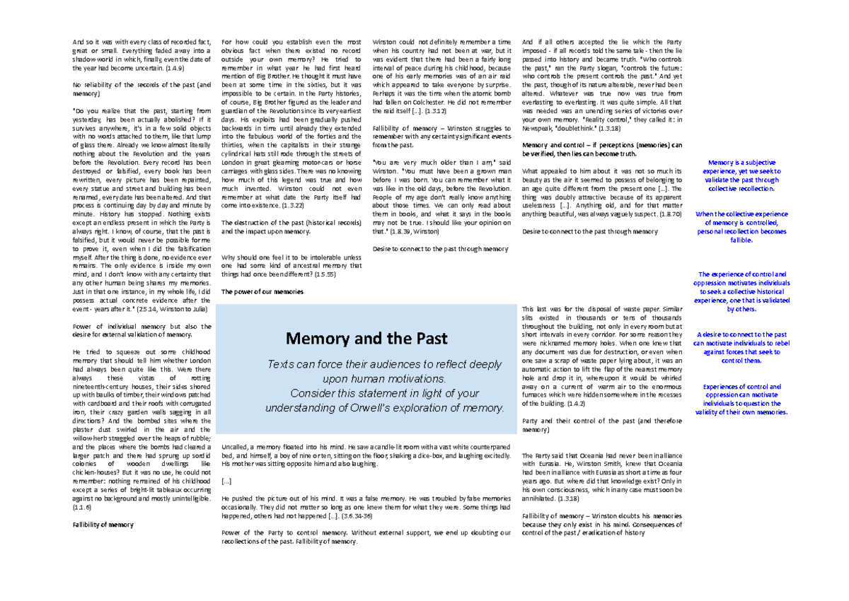 Themes Memory & the Past - And so it was with every class of recorded ...