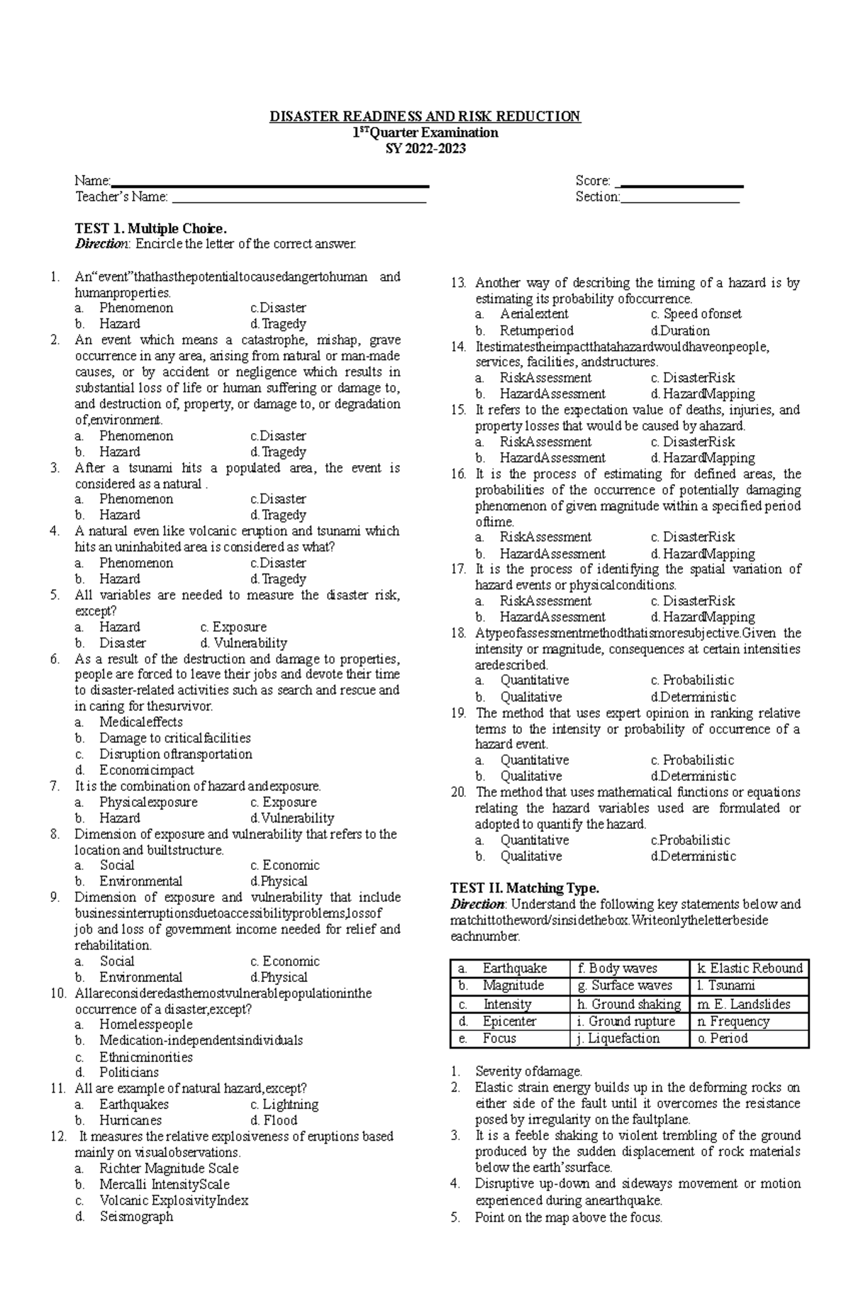 Disaster-readiness-and-risk-reduction-1st-quarter-exam compress ...