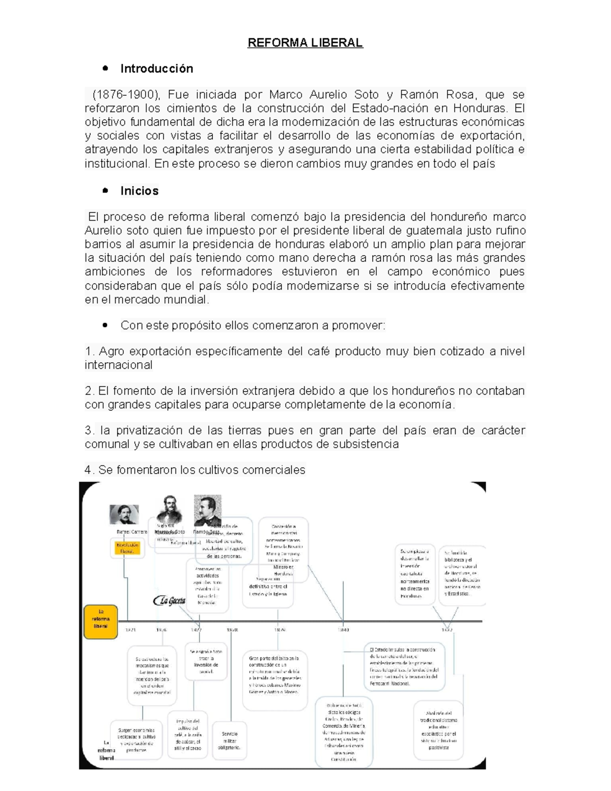 Resumen - REFORMA LIBERAL Introducción (1876-1900), Fue iniciada por ...