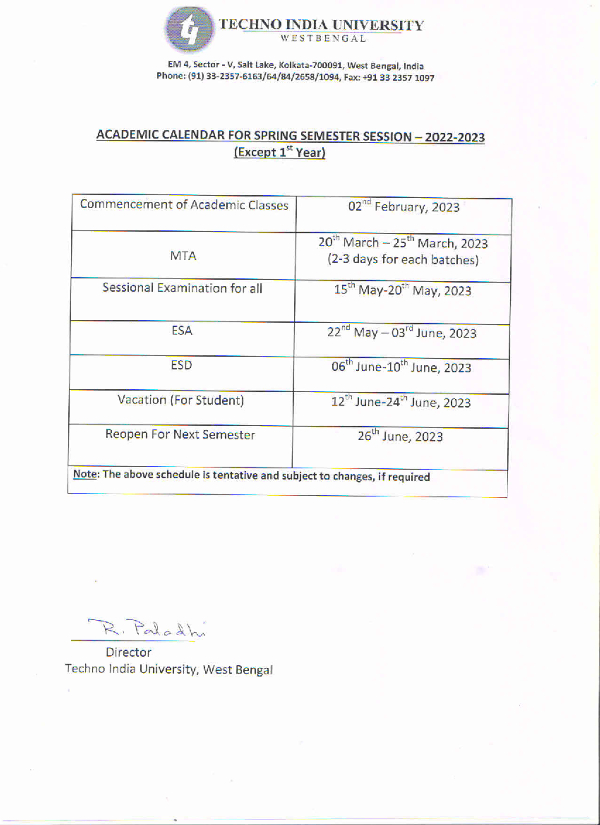 Celender-2023 - Masters of computer application - Studocu