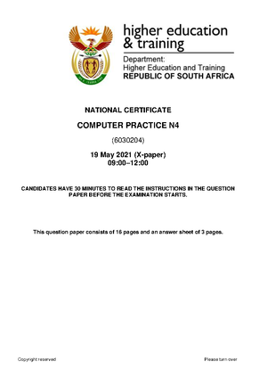 N4 Computer Practice June 2021 Memorandum - NATIONAL CERTIFICATE ...