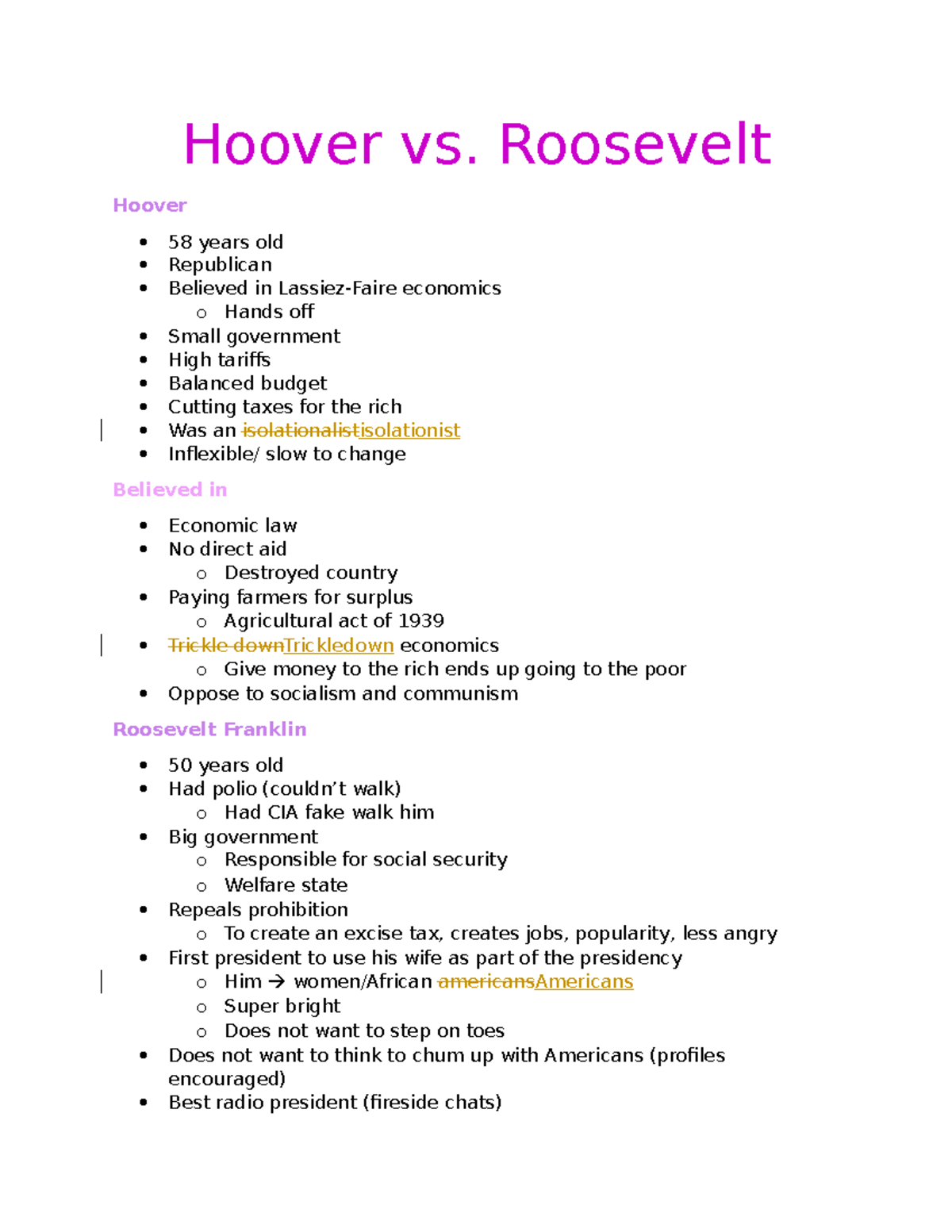 Roosevelt vs Hoover - Hoover vs. Roosevelt Hoover 58 years old ...