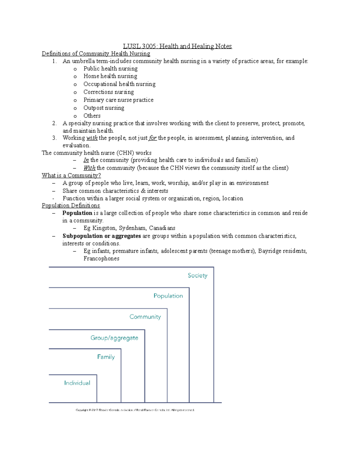 LUSL 3005 Notes - LUSL 3005: Health and Healing Notes Definitions of ...