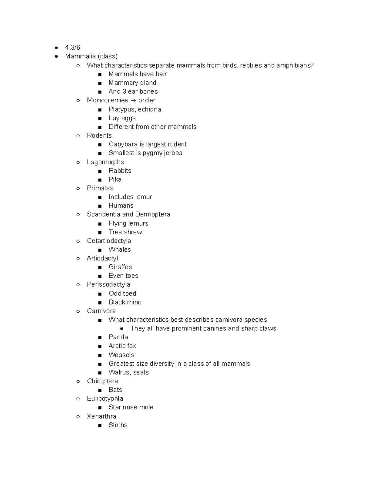 Class 2 - Detailed notes from this lecture - 4/ Mammalia (class) What ...