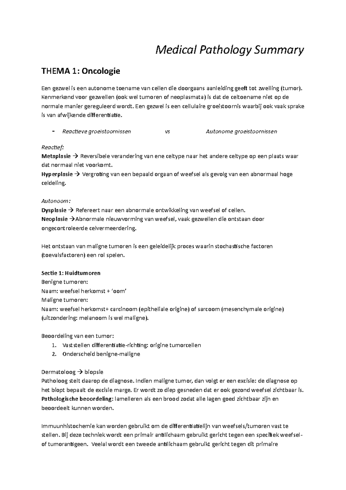 Samenvatting Medical Pathology - compleet - Medical Pathology Summary ...