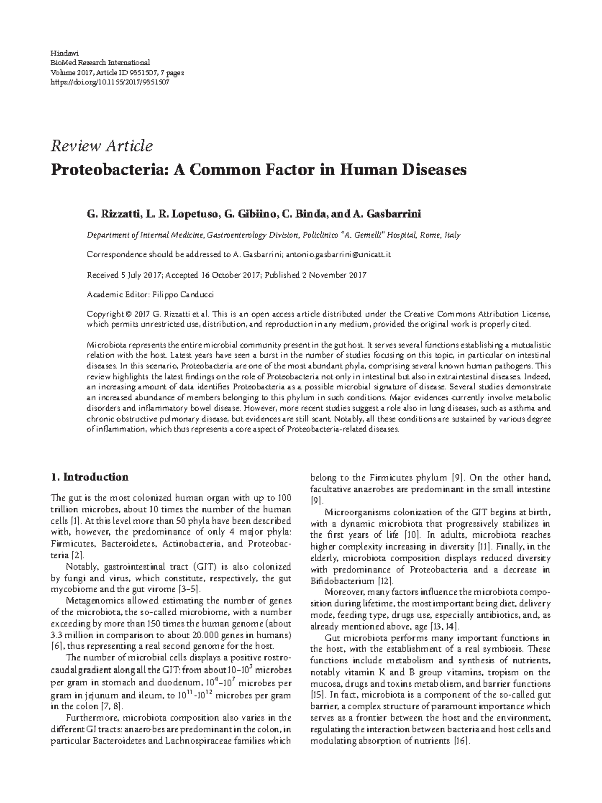 Protobacteria - Review Article Proteobacteria: A Common Factor in Human ...