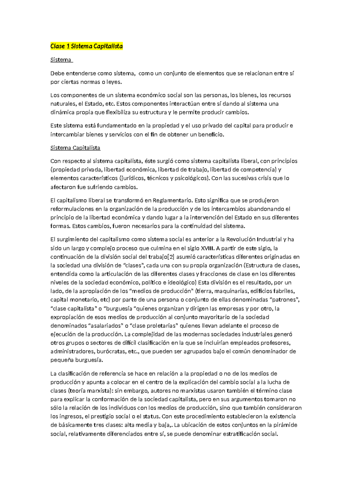 Clases teóricas ase - Clase 1 Sistema Capitalista Sistema Debe ...