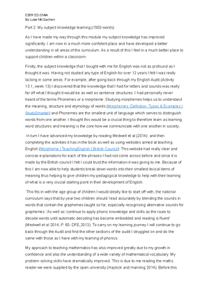 E209 TMA Example - E209 : TMA01 - Subject Knowledge, Pedagogy and ...