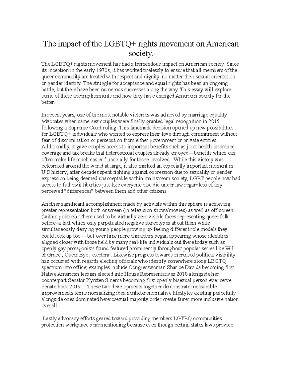 The impact of the lgbtq - The impact of the LGBTQ+ rights movement on ...