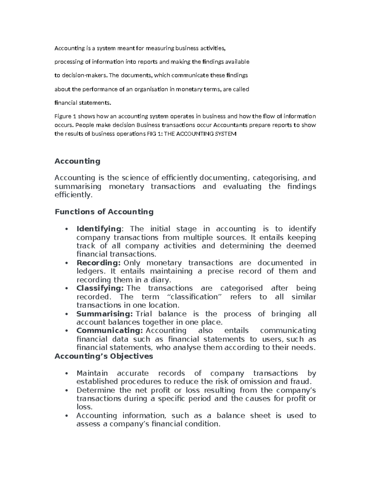 An Introduction to Accounting lesson - Accounting is a system meant for ...